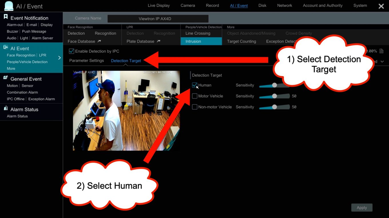 Alarm Security Camera with Warning Message and Strobe Light