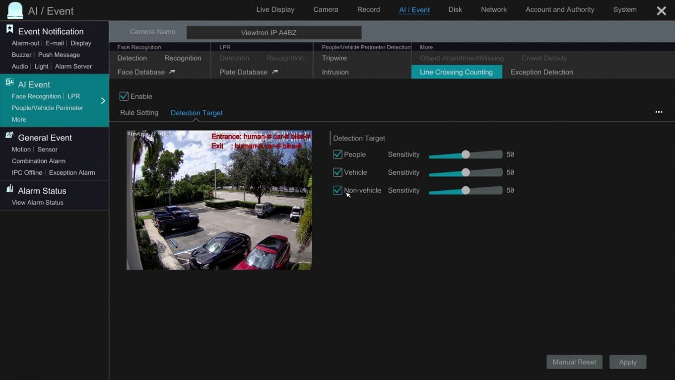 Traffic Counting Camera Setup for Viewtron IP Cameras
