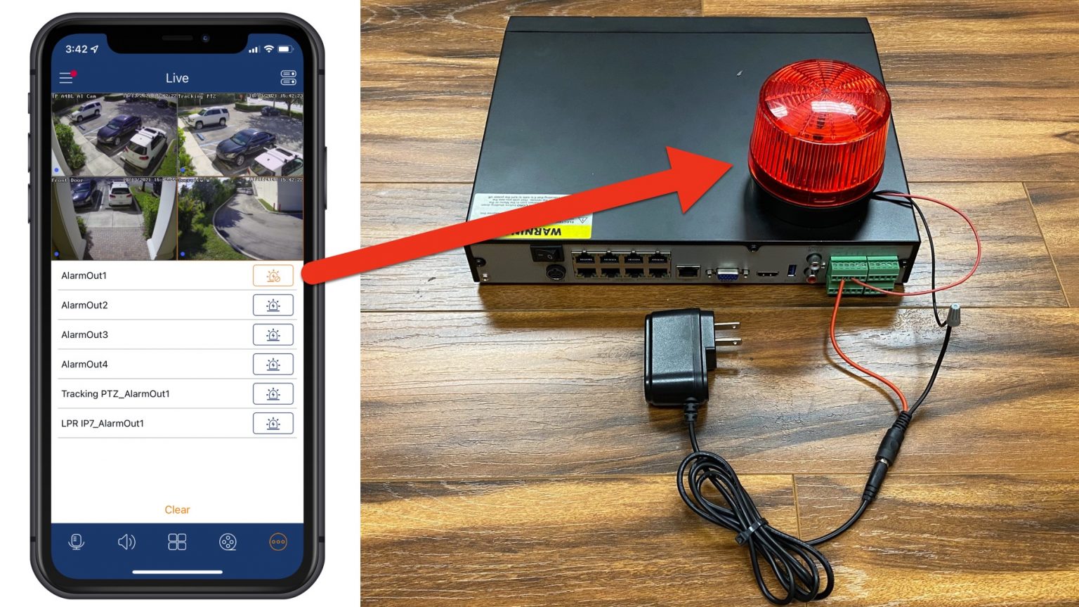 Trigger Alarm Output on Security Camera DVR via Mobile App