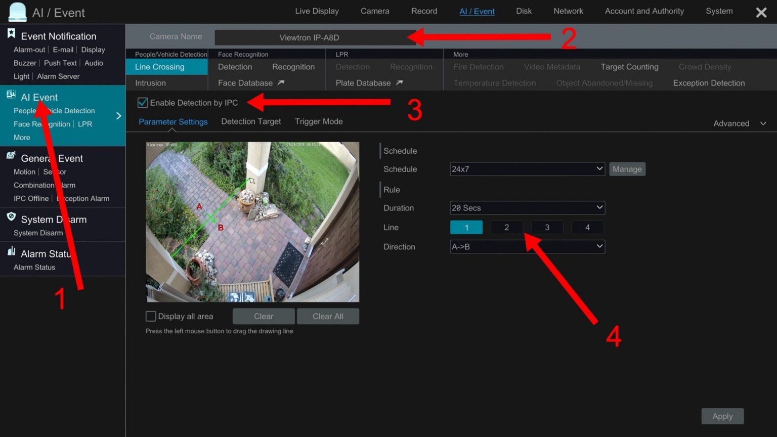 Viewtron AI Camera Line Crossing Detection & Human Detection