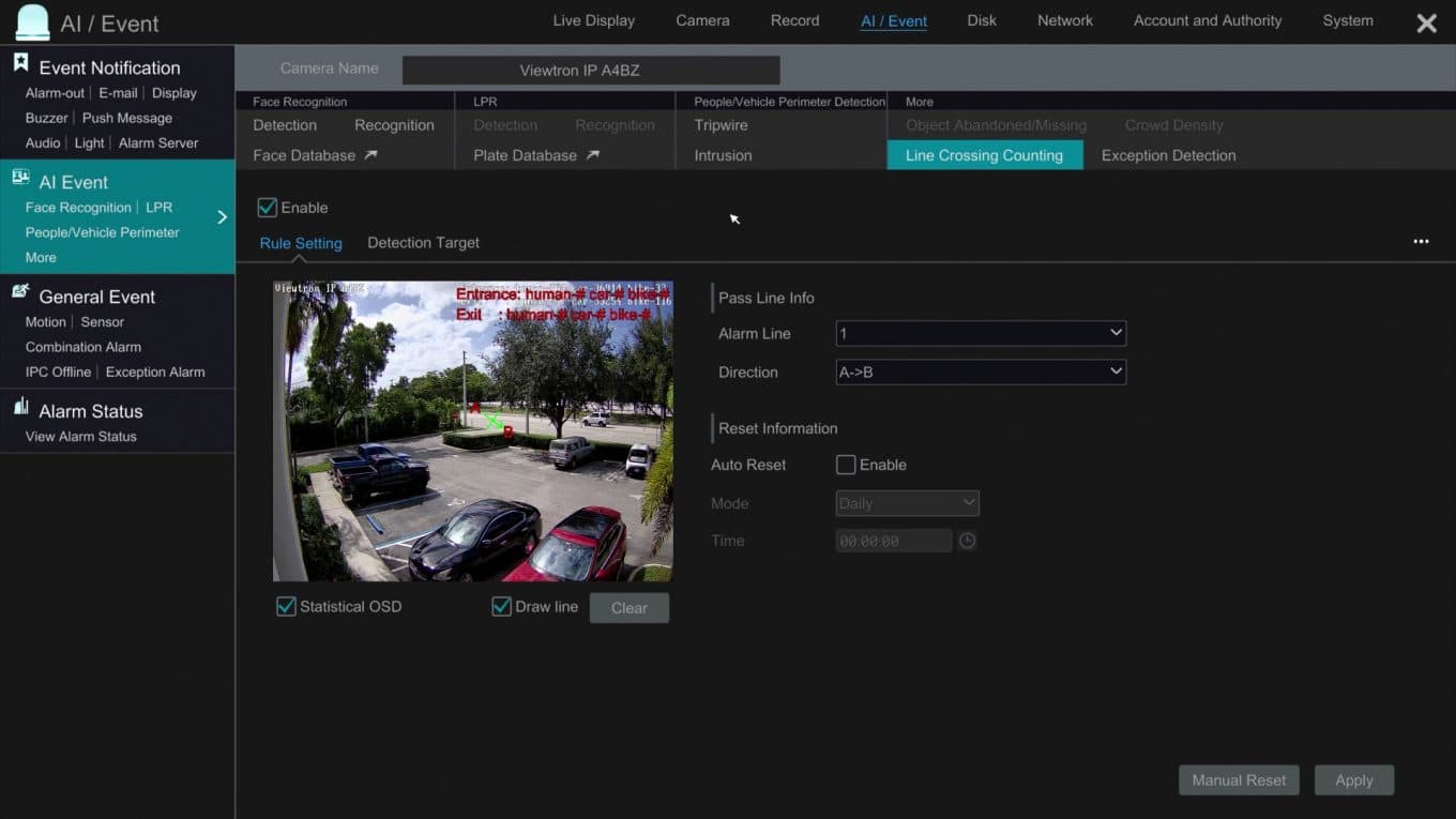Traffic Counting Camera Setup for Viewtron IP Cameras