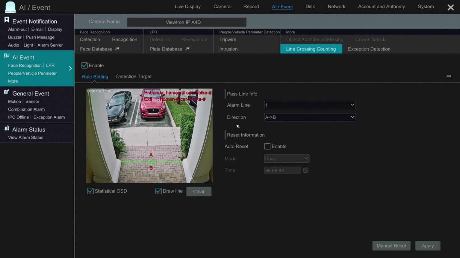 People Counting Camera Setup for Viewtron IP Cameras