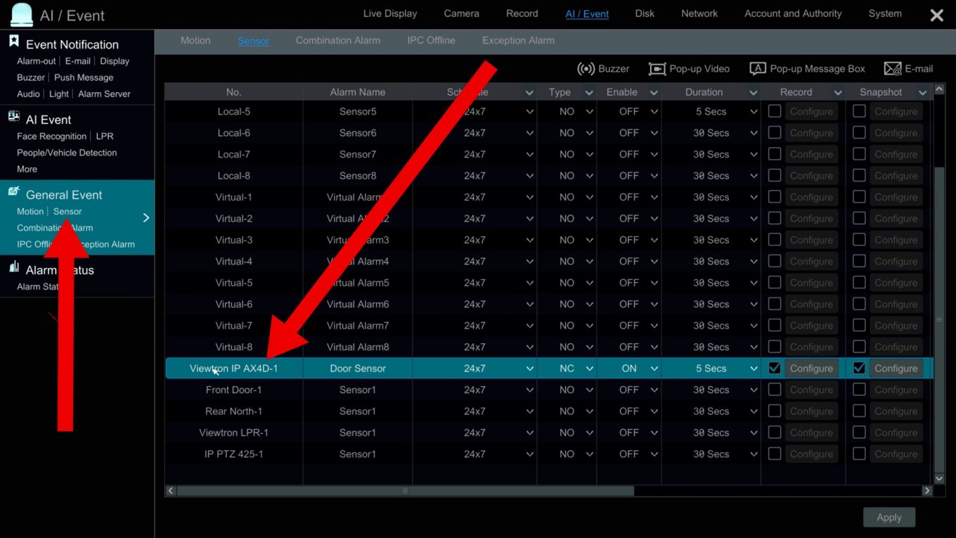 Connect Magnetic Door Sensor to Security Camera Alarm Input