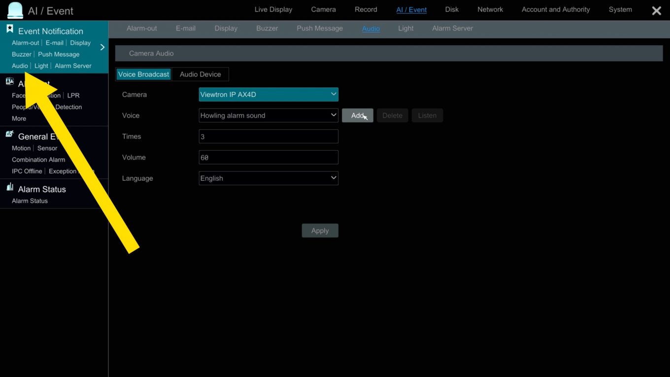 Alarm Security Camera with Warning Message and Strobe Light